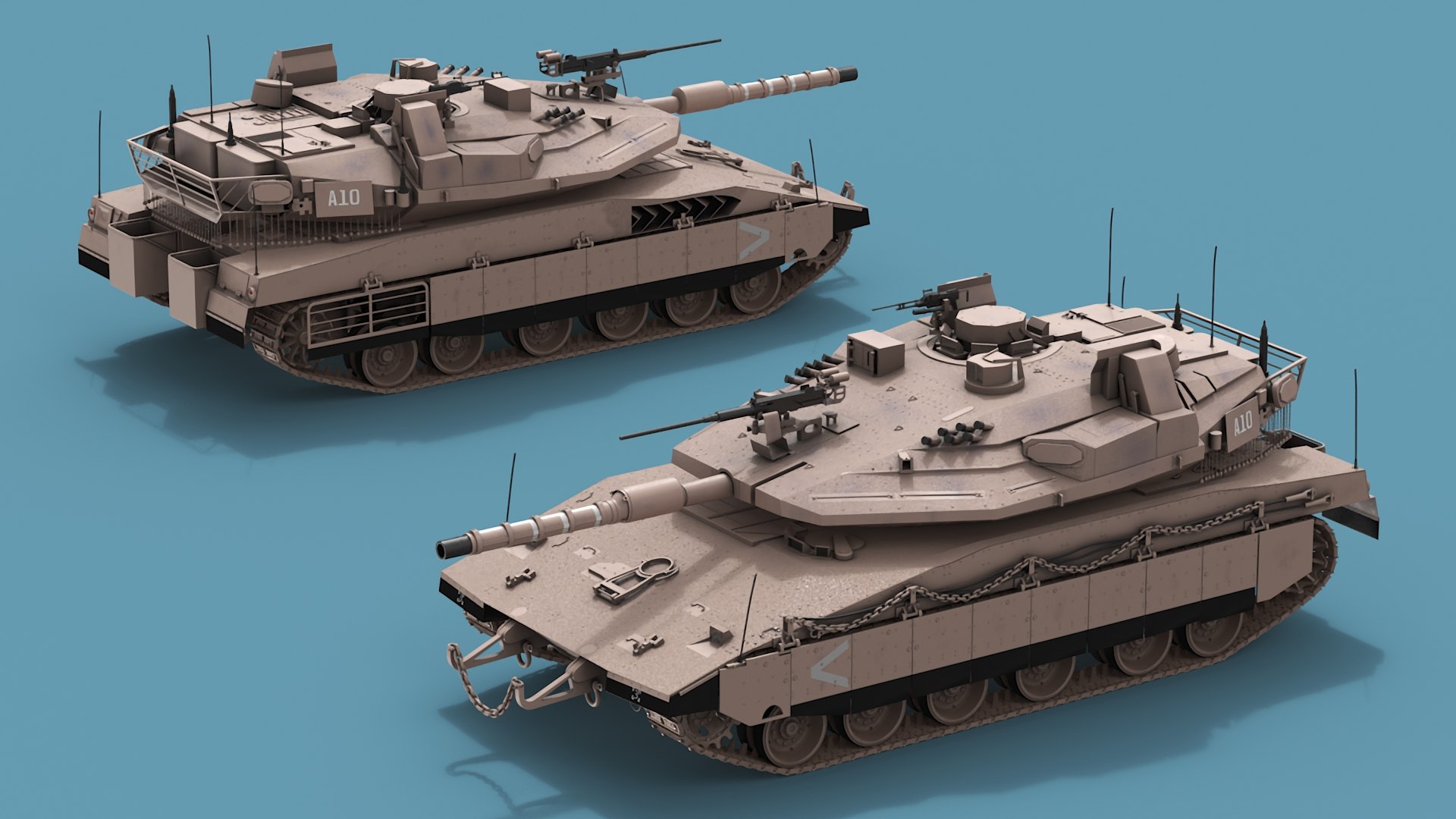 3D Model Israeli Tank Merkava 5 Beige Rigged - TurboSquid 2290770