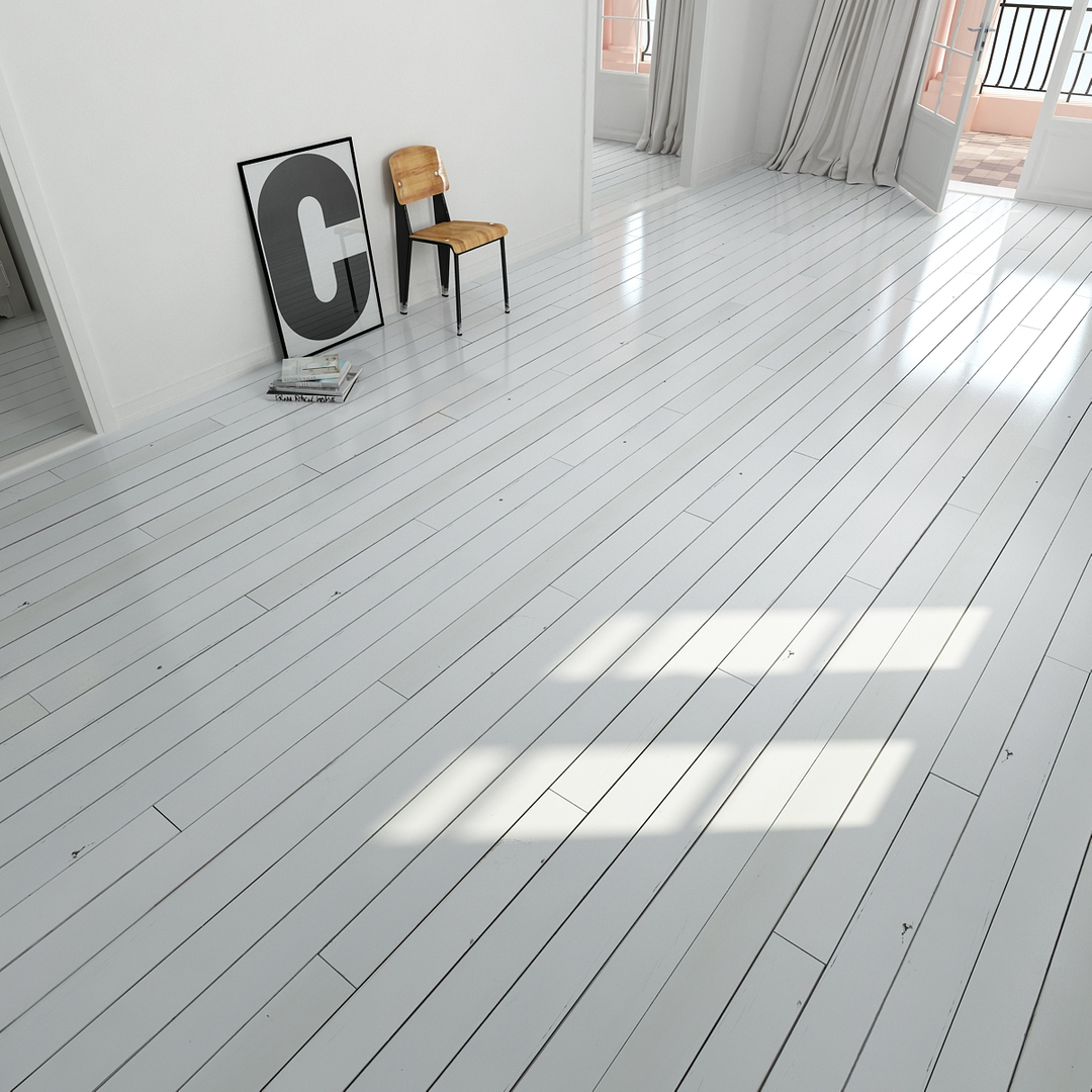 scandinavian painted white wooden floor 3d model