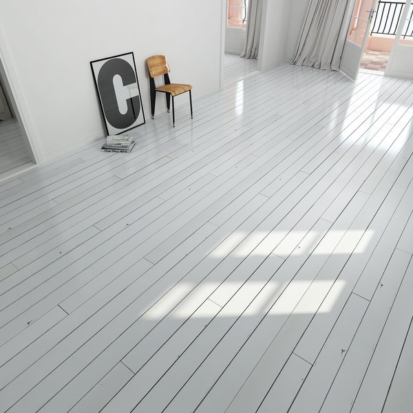 scandinavian painted white wooden floor 3d model