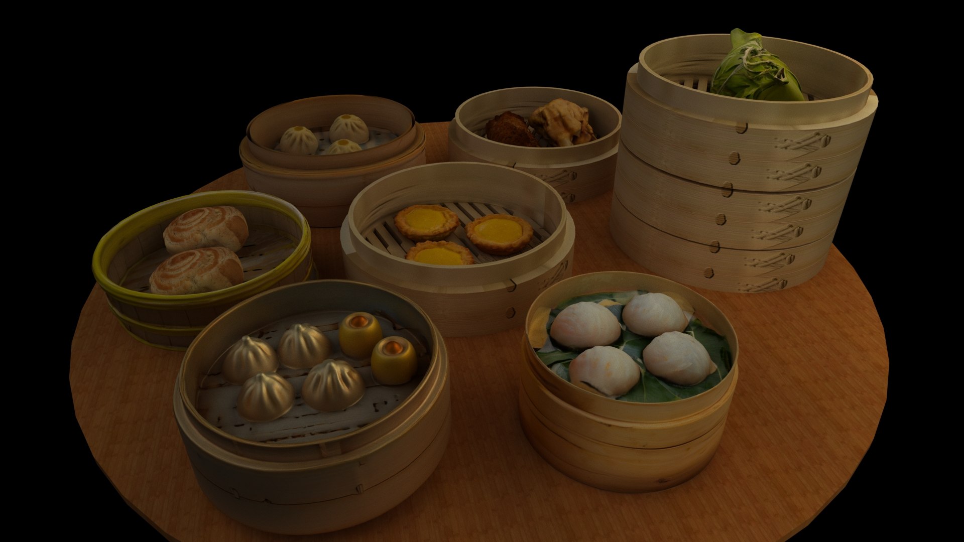 Chinese Dim Sum With Bamboo Steamer 3D Model - TurboSquid 2321356
