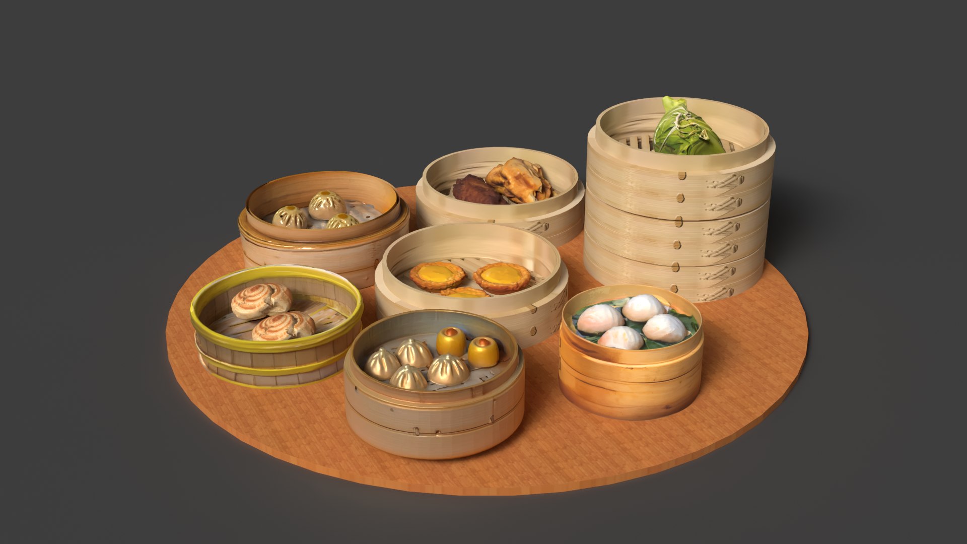 Chinese Dim Sum With Bamboo Steamer 3D Model - TurboSquid 2321356
