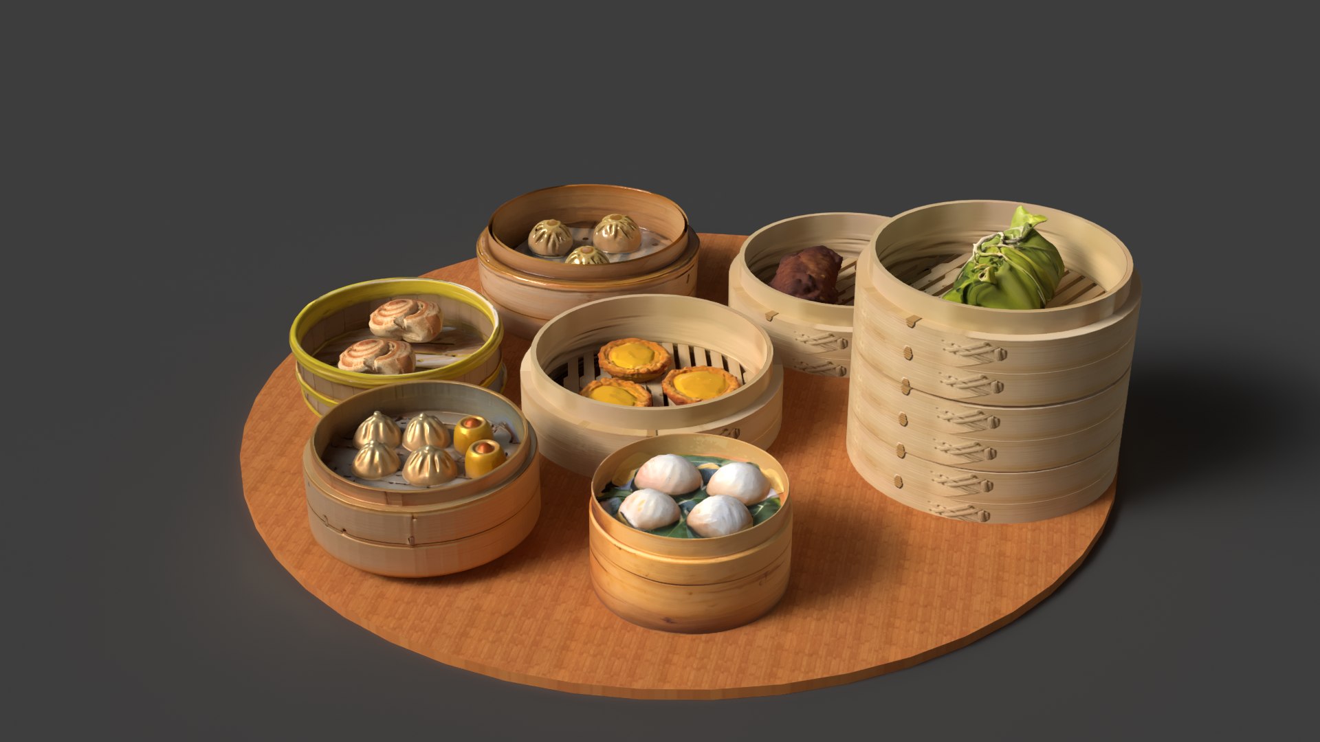 Chinese Dim Sum With Bamboo Steamer 3D Model - TurboSquid 2321356