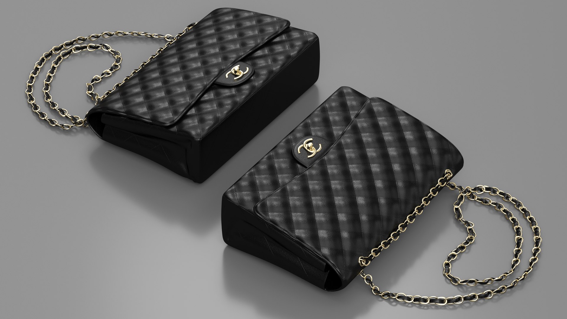 Womens Handbag Grained Calfskin Chanel Black 3D Model - TurboSquid 2100723