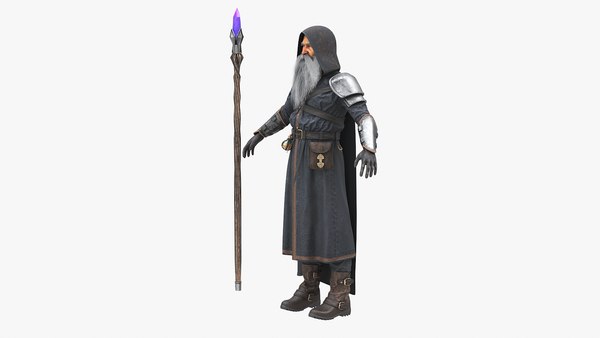 modelo 3d Mago de batalla medieval con bastón - TurboSquid 2475420