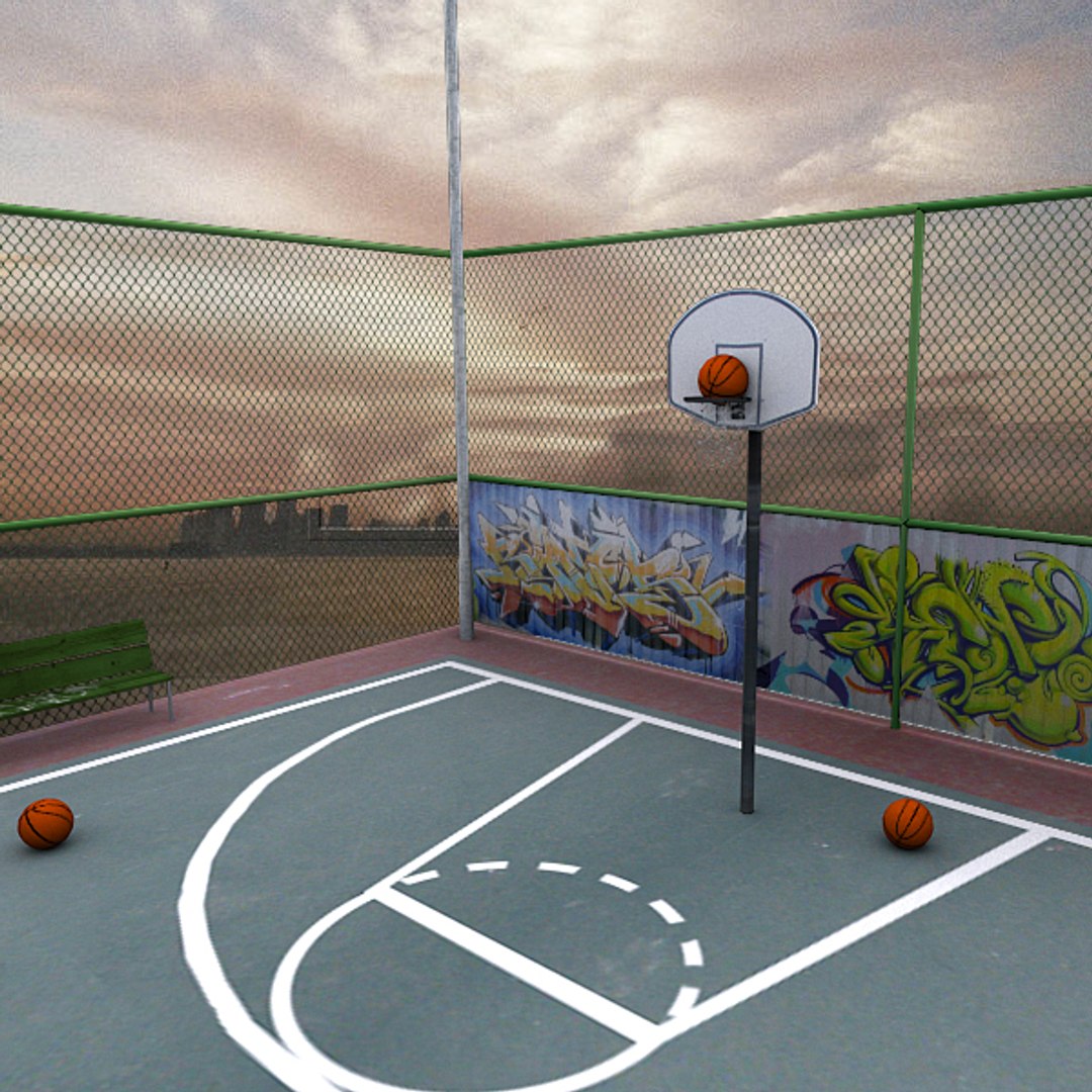 photorealistic basketball court 3ds