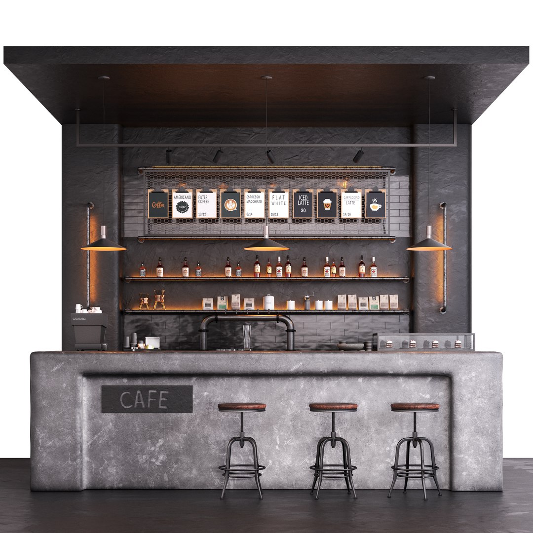 Coffee Shop Counter Model - TurboSquid 2337102