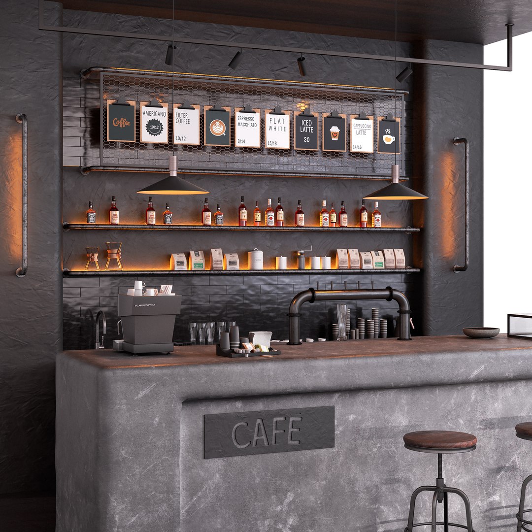 Coffee Shop Counter Model - TurboSquid 2337102