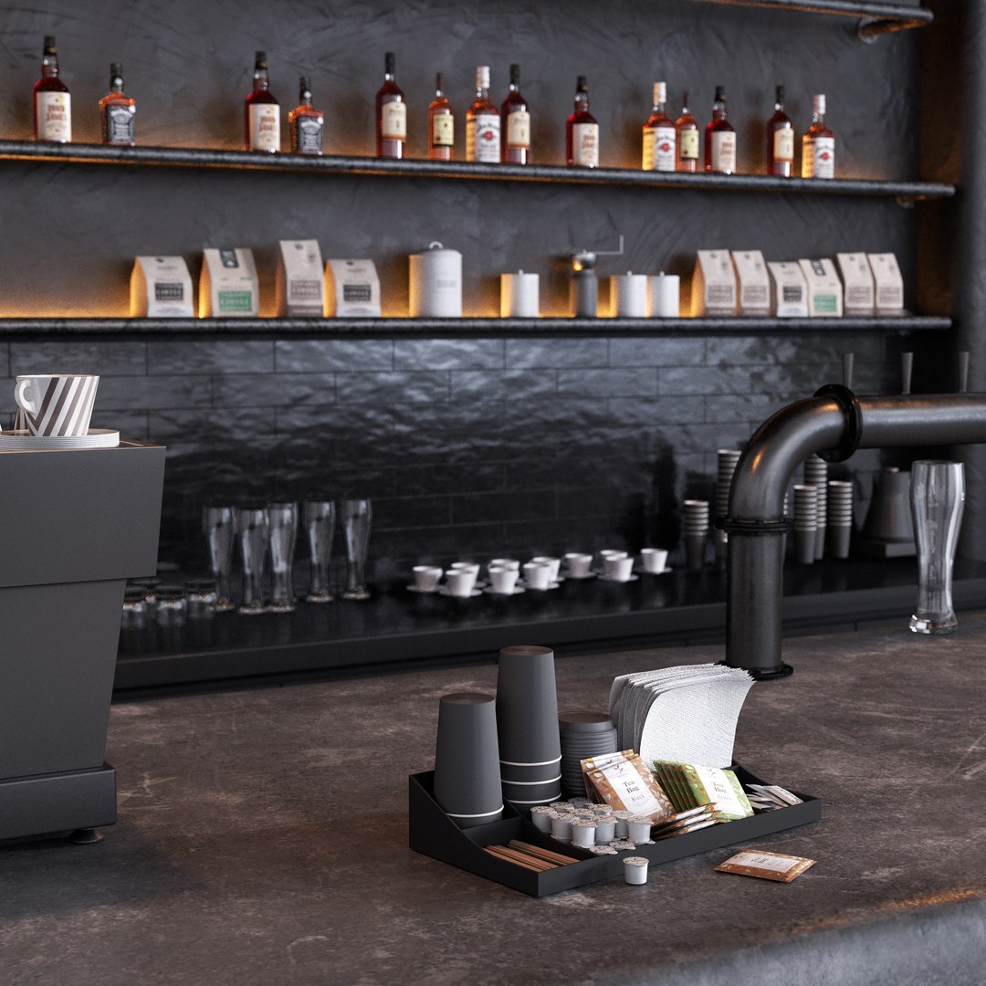 Coffee Shop Counter Model - TurboSquid 2337102