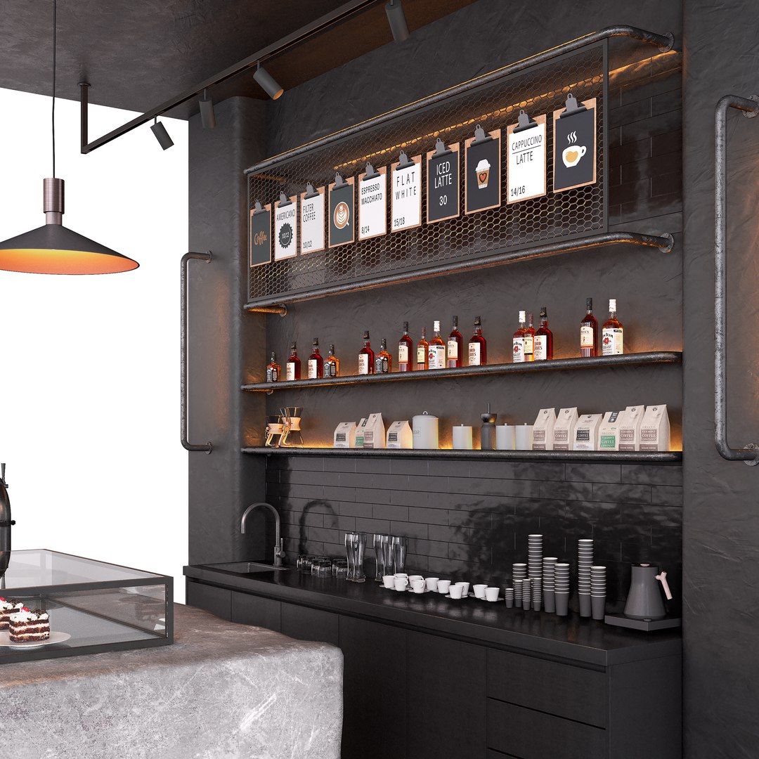 Coffee Shop Counter Model - TurboSquid 2337102