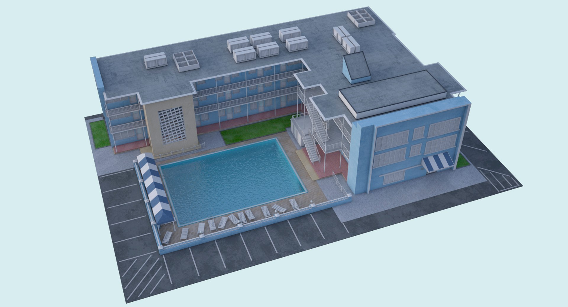 3D motel building - TurboSquid 1236021