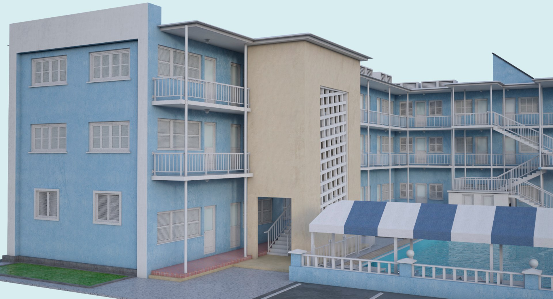 3D motel building - TurboSquid 1236021