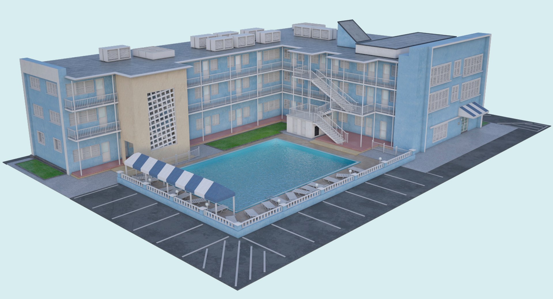 3D motel building - TurboSquid 1236021