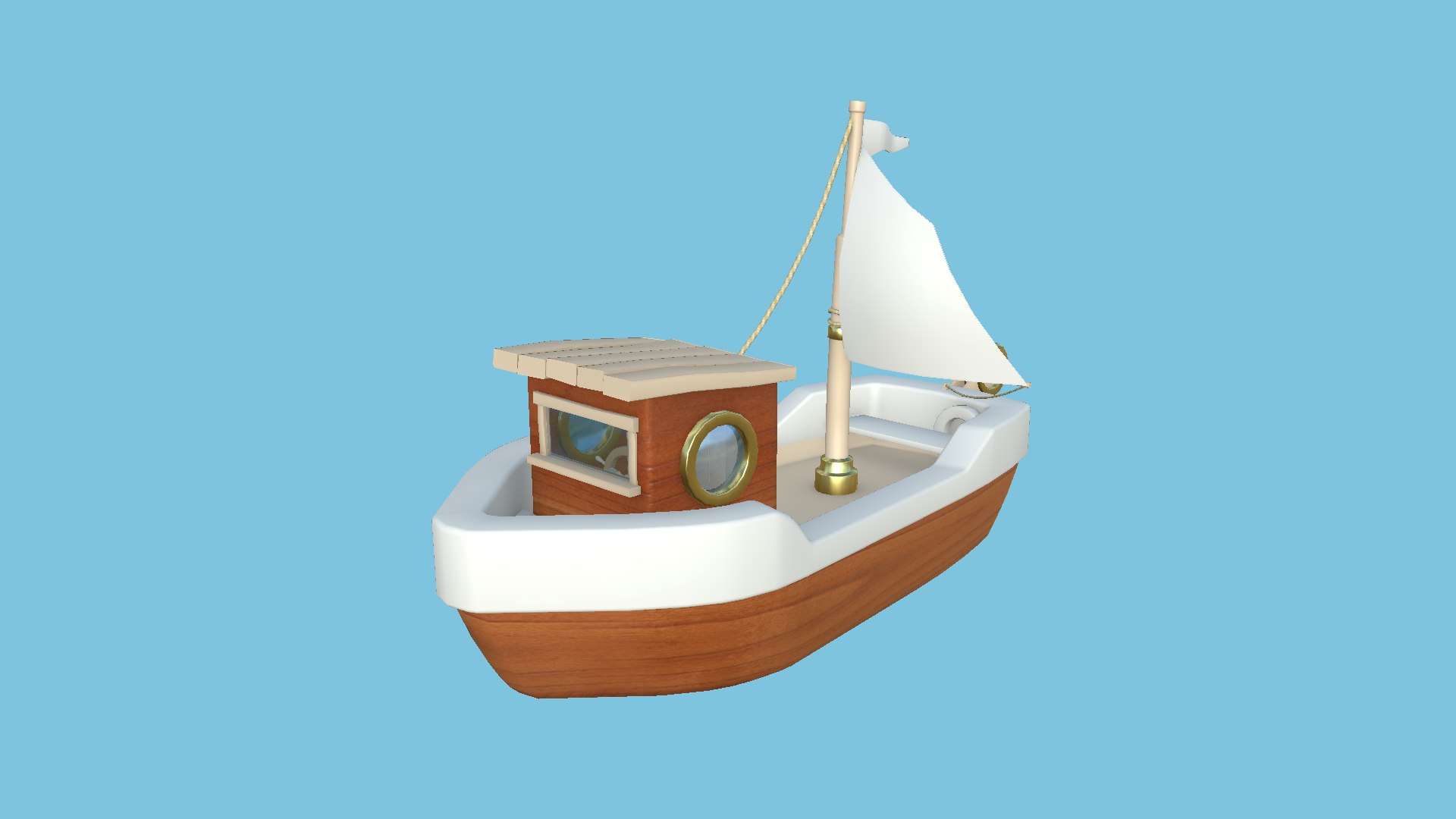 3D Cartoon Boat 10 Wood Luxury - Low Poly Ship - TurboSquid 1763601
