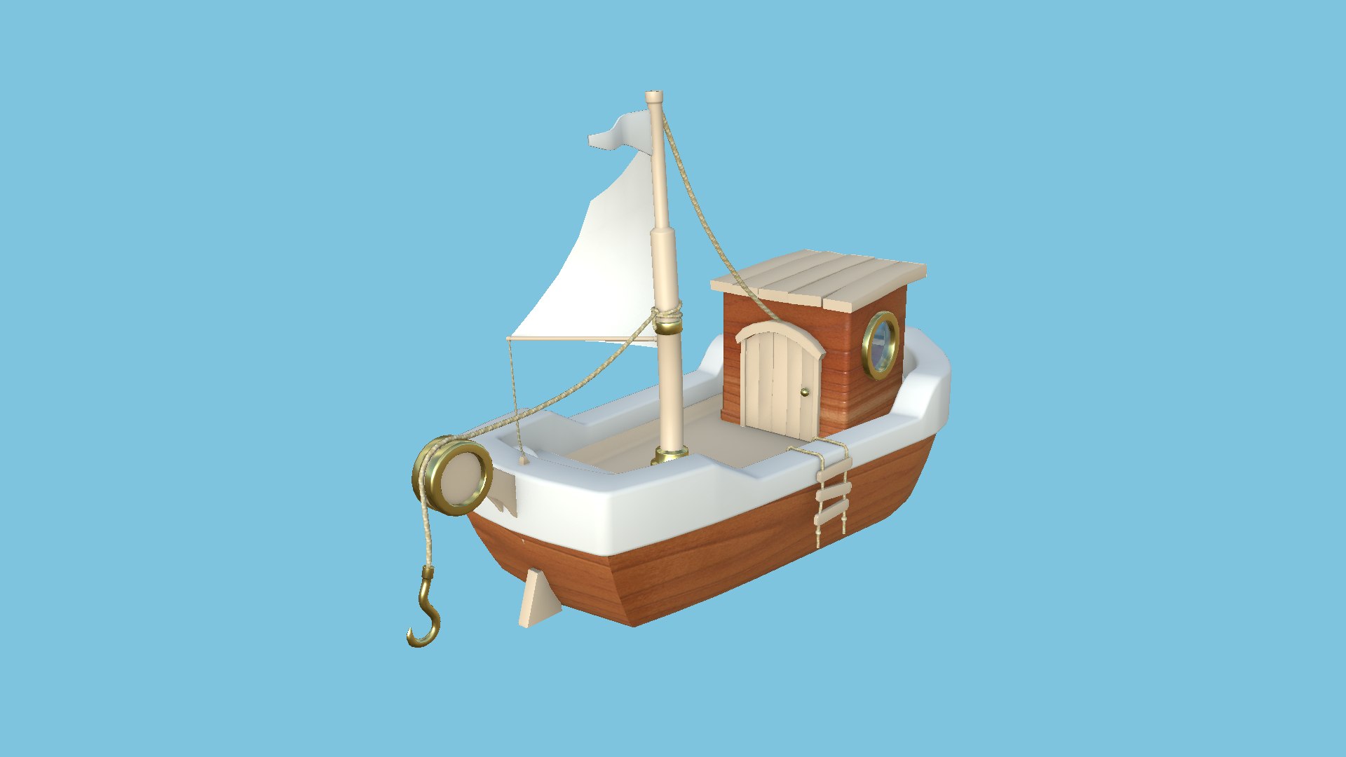 3D Cartoon Boat 10 Wood Luxury - Low Poly Ship - TurboSquid 1763601