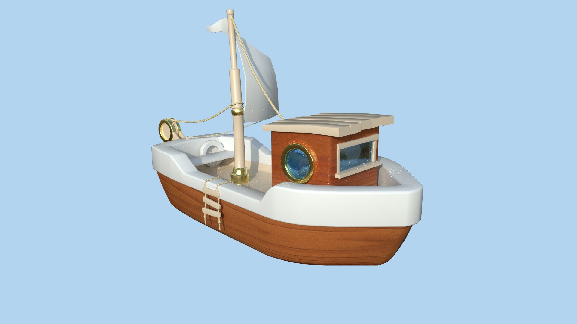 3D Cartoon Boat 10 Wood Luxury - Low Poly Ship - TurboSquid 1763601