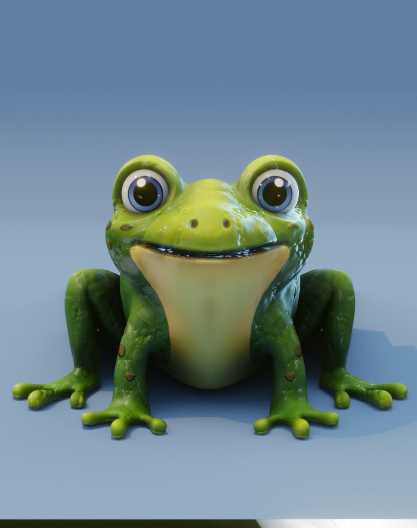 3D Cartoon Frog With Facial Expressions And 12 Animations 3D Model ...