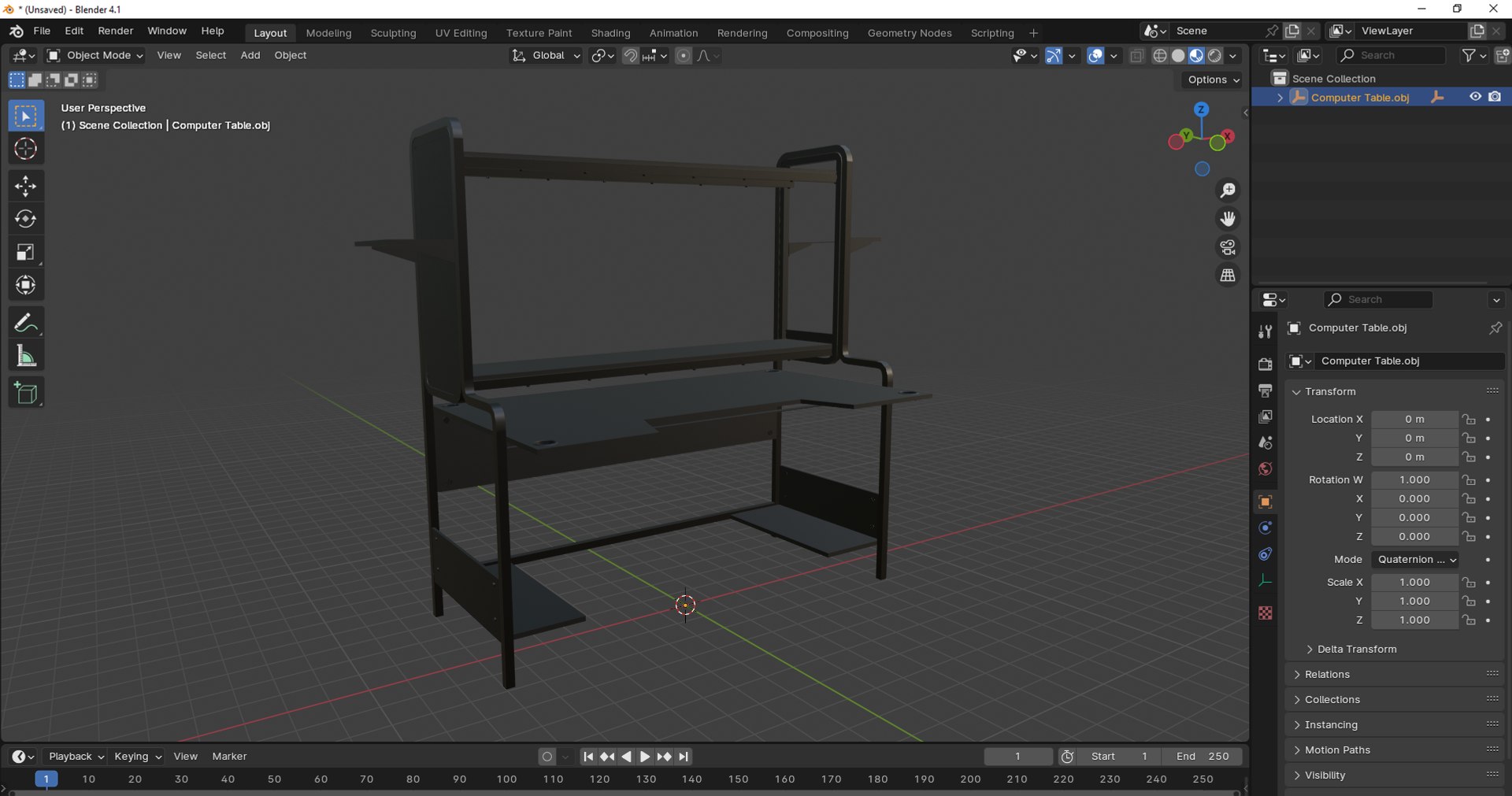 3D Model Black Modern Computer Gaming Desk - TurboSquid 2285989