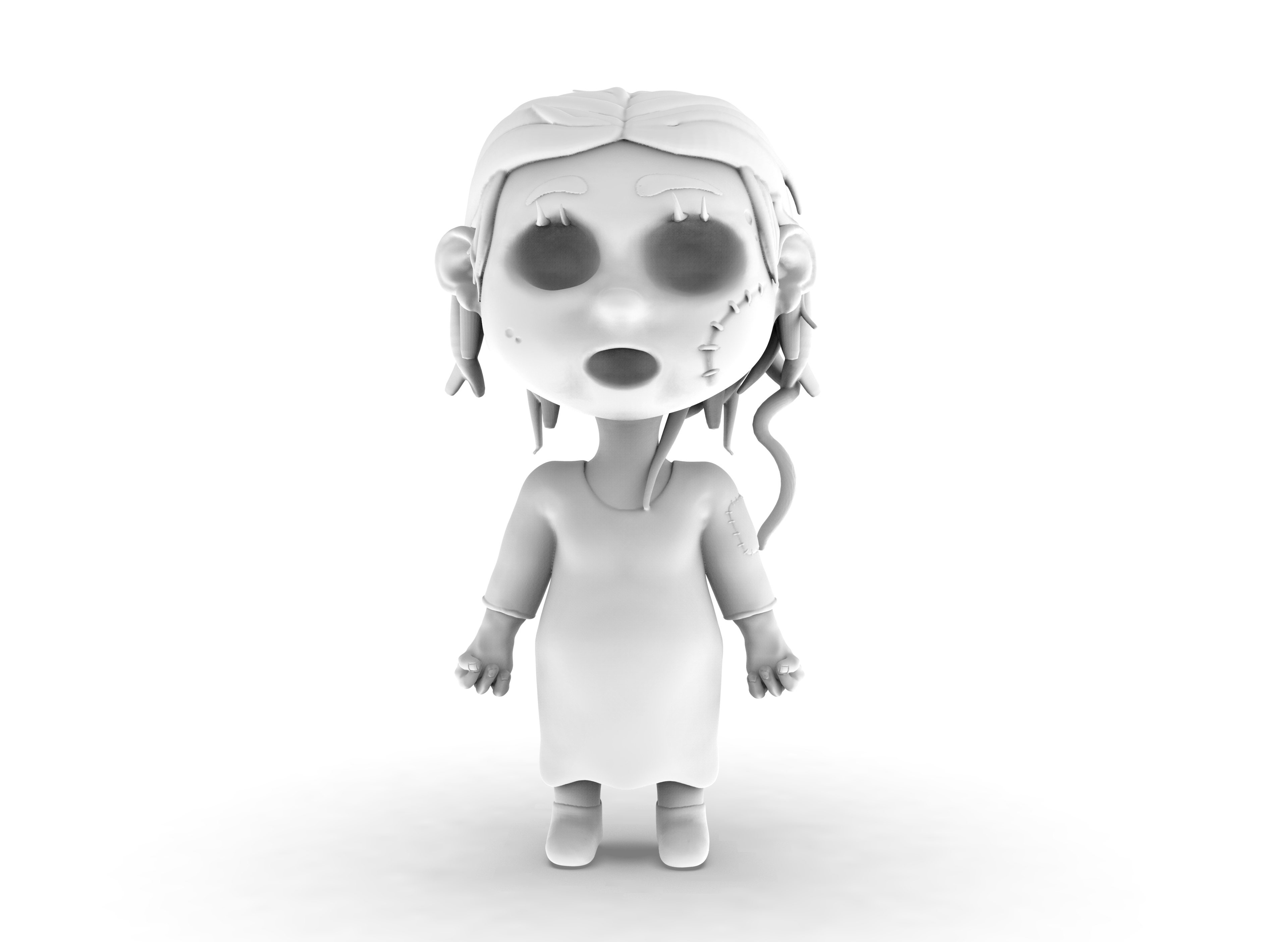 modelo 3d Modelo de impresión 3D de niña de terror de dibujos animados ...