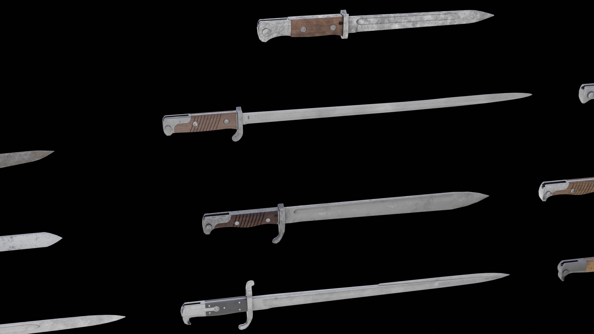 Set Of 10 Low-poly Old German Bayonets 3D Model - TurboSquid 2309522