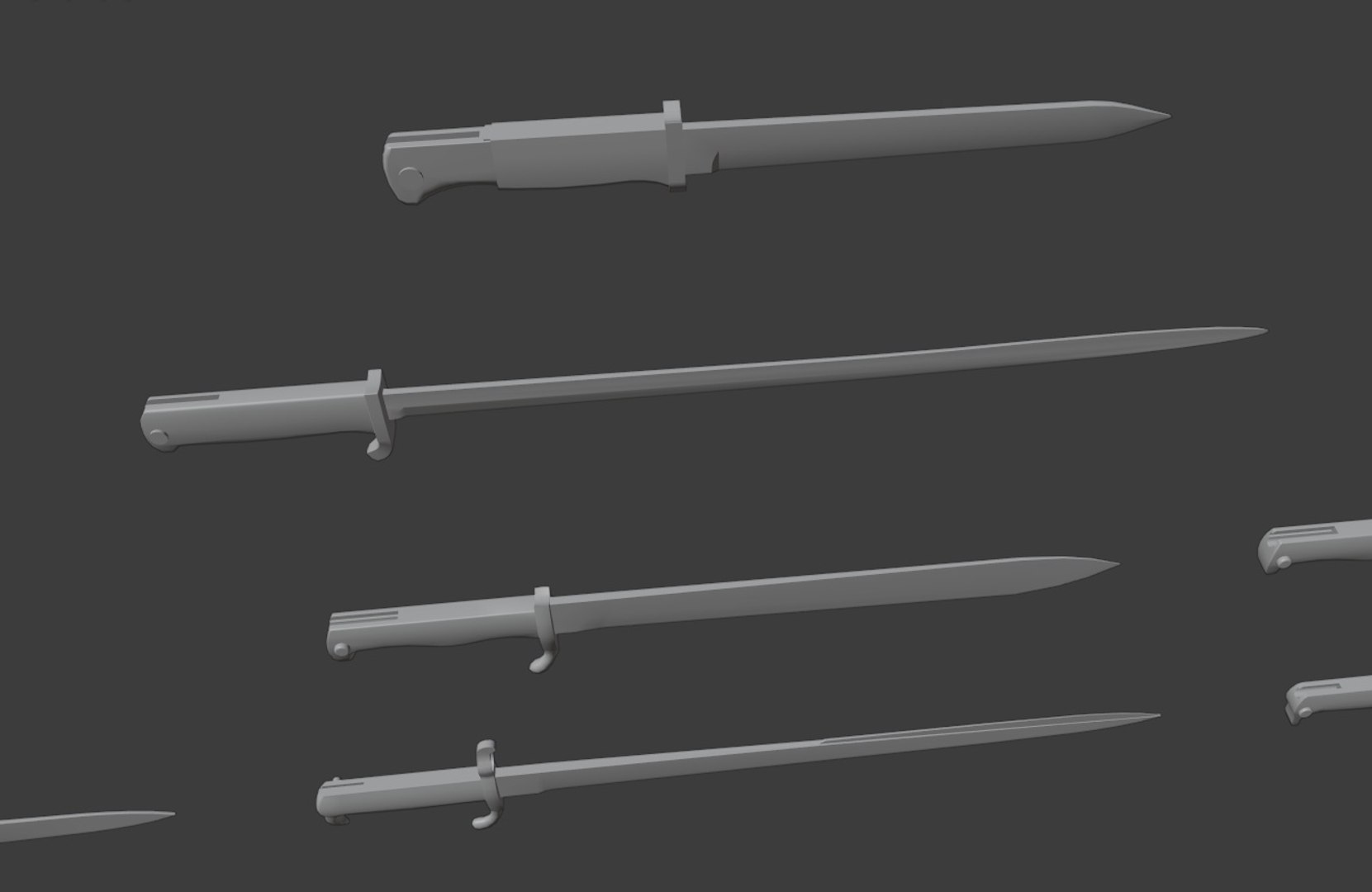 Set Of 10 Low-poly Old German Bayonets 3D Model - TurboSquid 2309522
