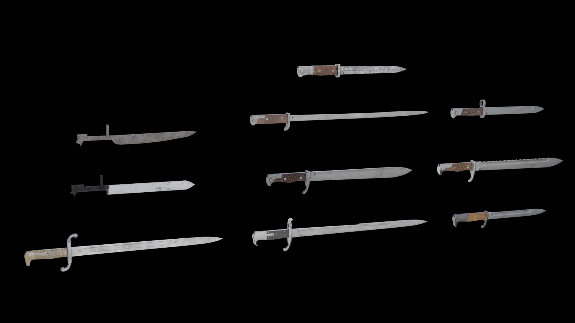 Set Of 10 Low-poly Old German Bayonets 3D Model - TurboSquid 2309522