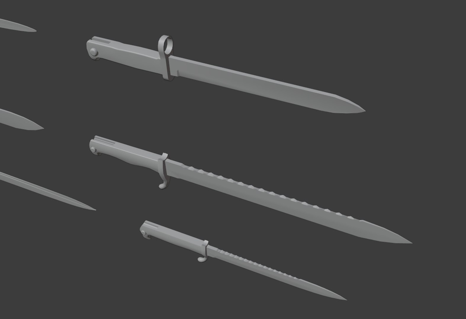 Set Of 10 Low-poly Old German Bayonets 3D Model - TurboSquid 2309522