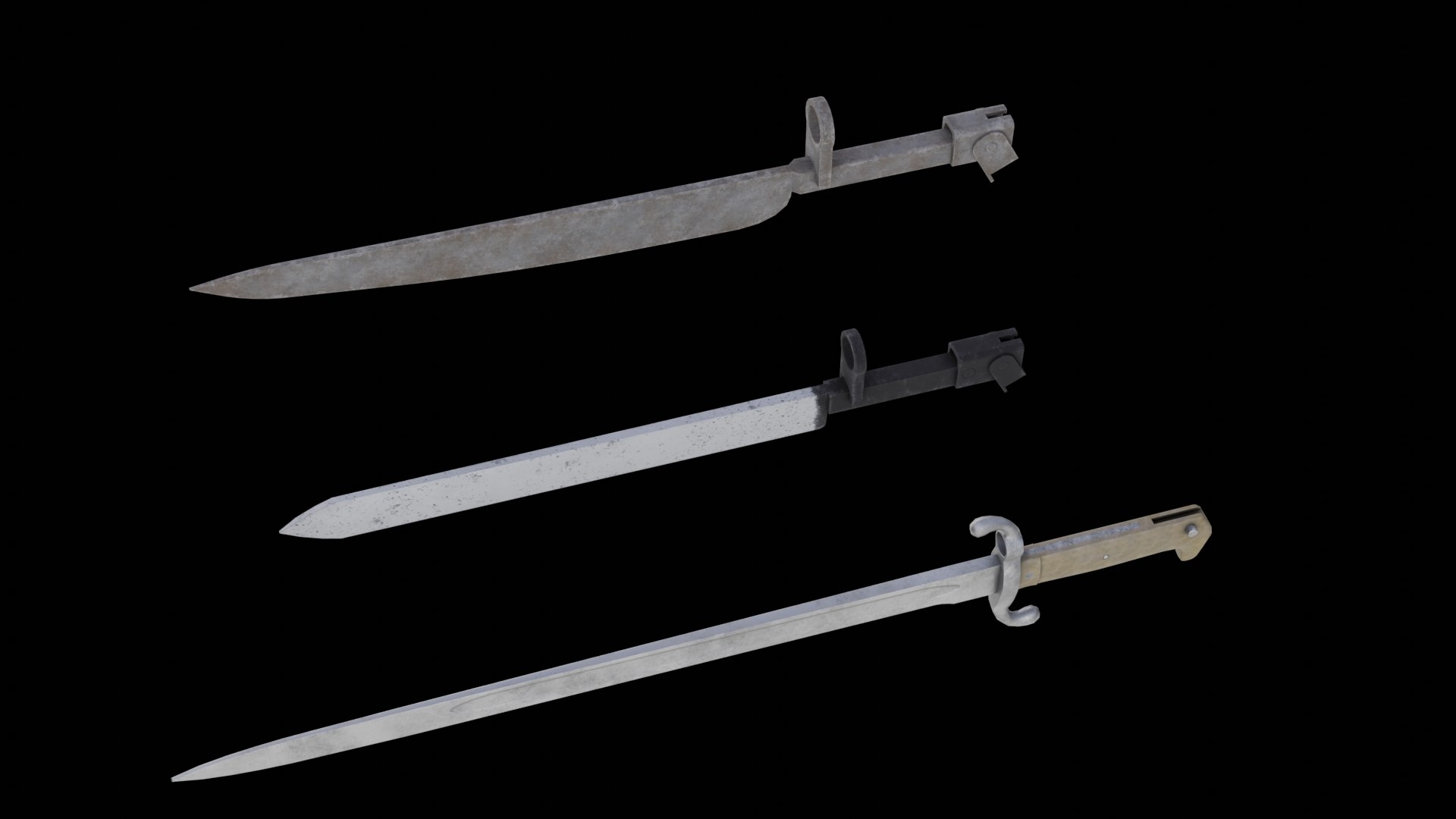 Set Of 10 Low-poly Old German Bayonets 3D Model - TurboSquid 2309522