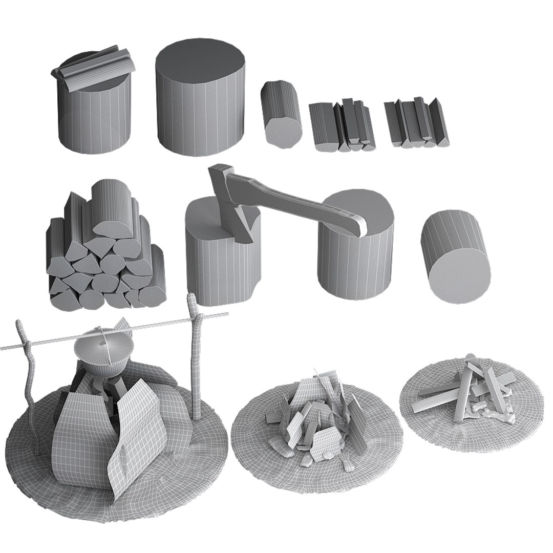 Bonfire Firewood Set 3D Model - TurboSquid 1523035