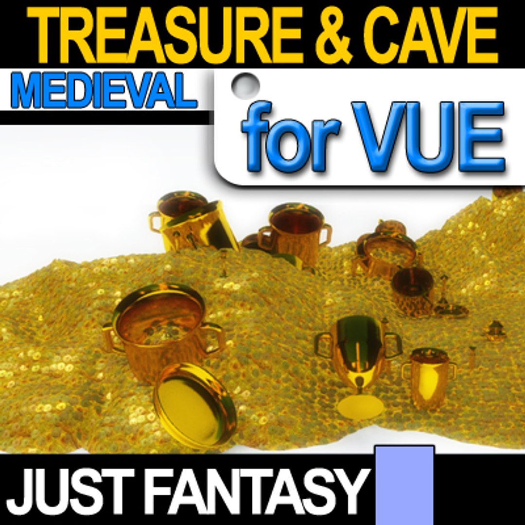 3d medieval cave gold treasure