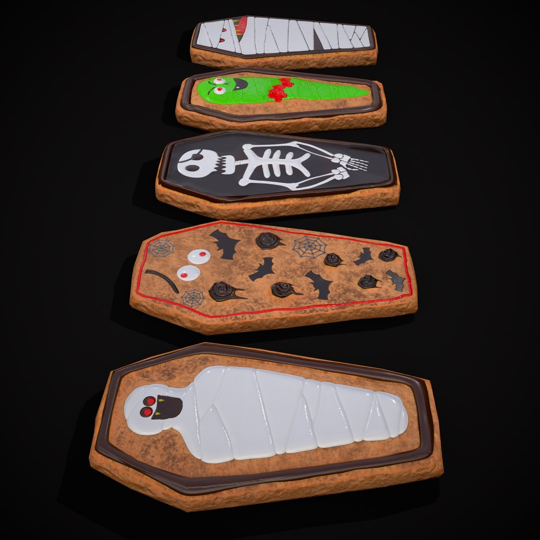 Halloween Coffin Cookies 3D - TurboSquid 2384406