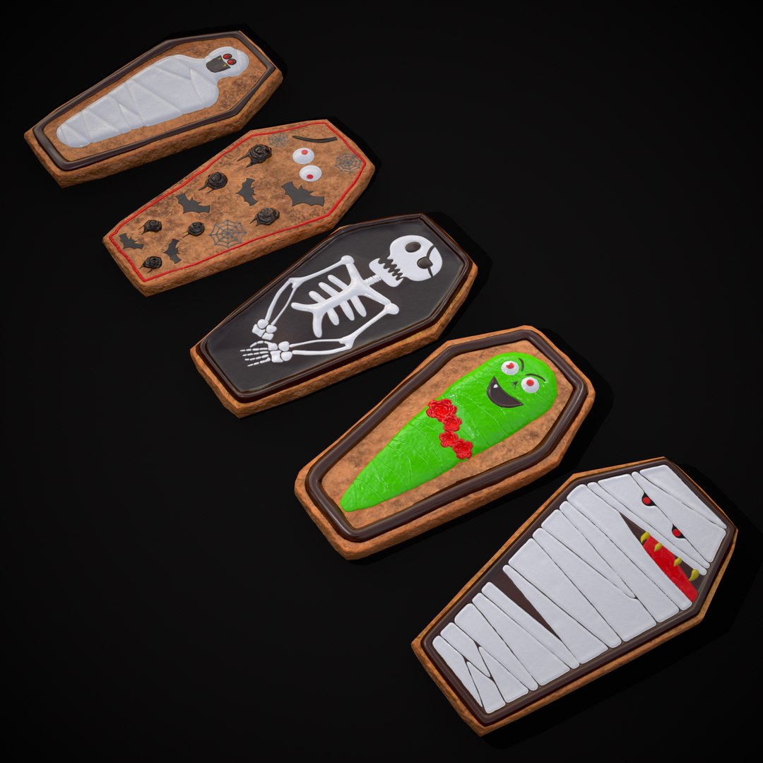 Halloween Coffin Cookies 3D - TurboSquid 2384406