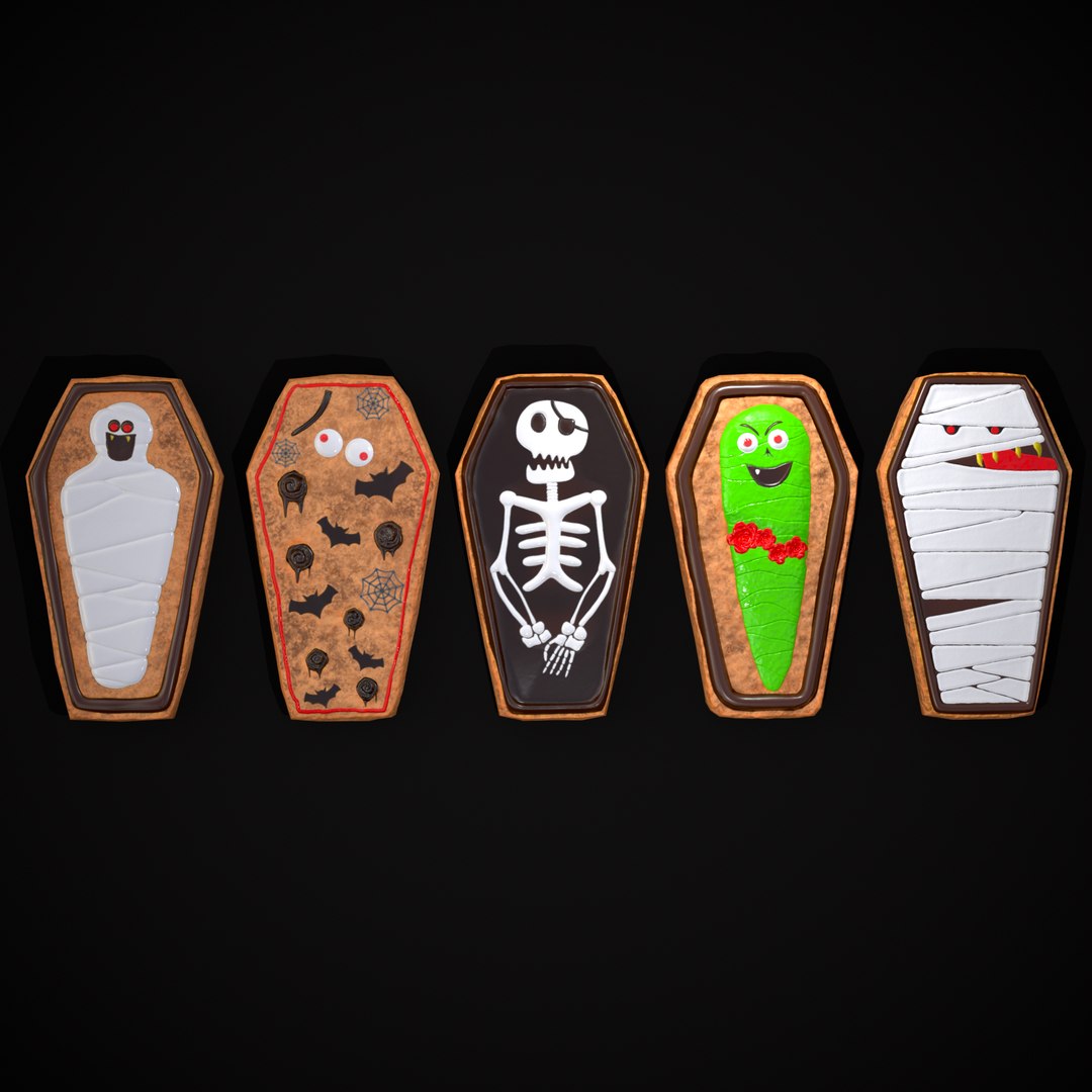 Halloween Coffin Cookies 3D - TurboSquid 2384406
