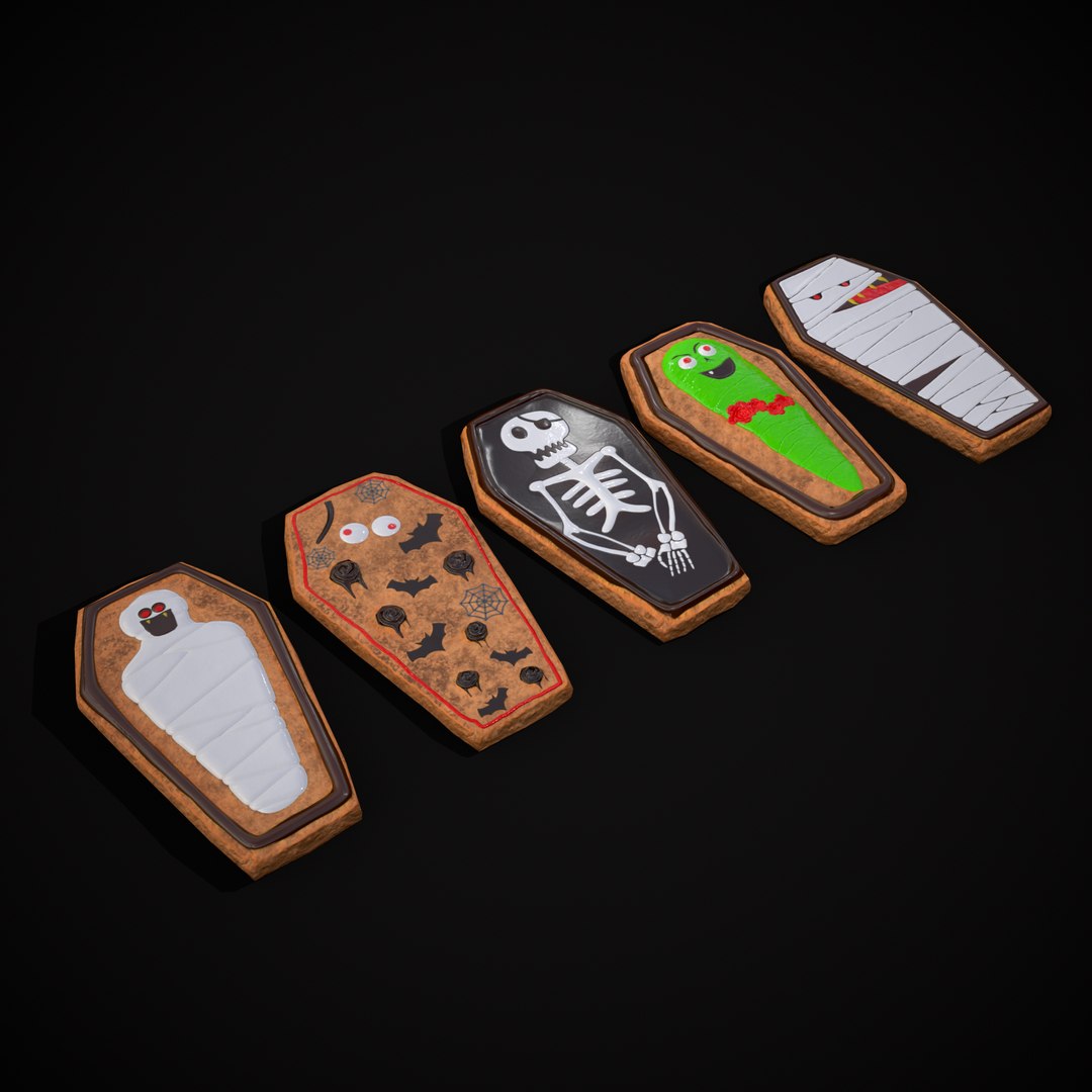 Halloween Coffin Cookies 3D - TurboSquid 2384406