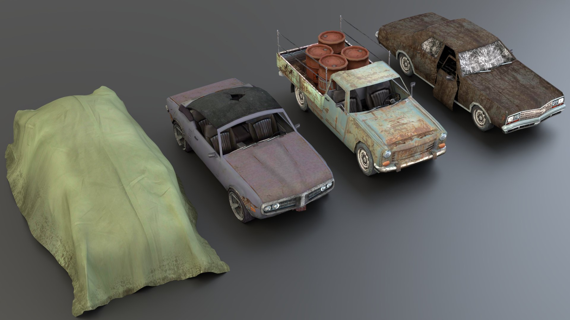 3D Model Rusty Cars Mini Pack - TurboSquid 1853015