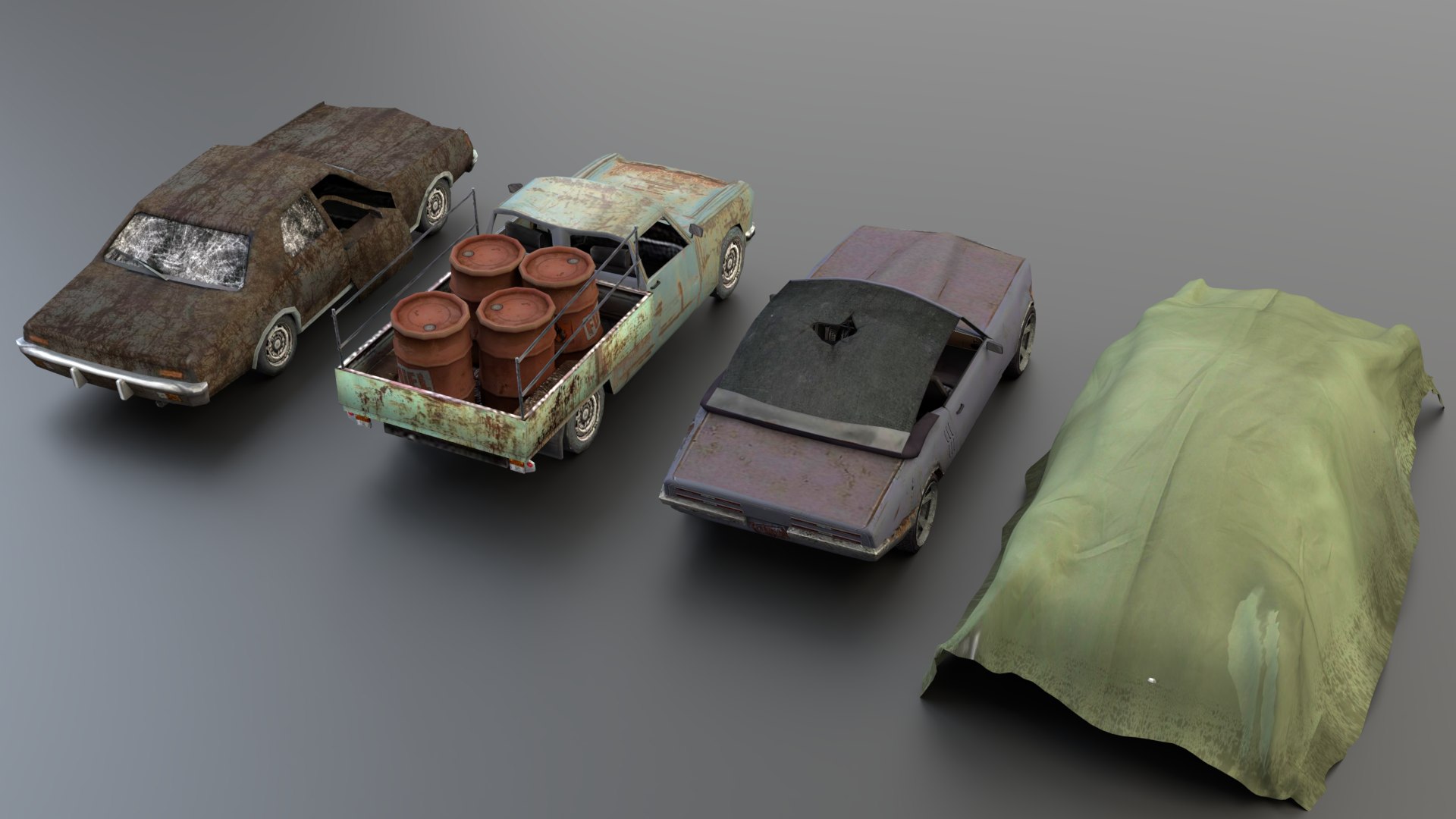 3D Model Rusty Cars Mini Pack - TurboSquid 1853015