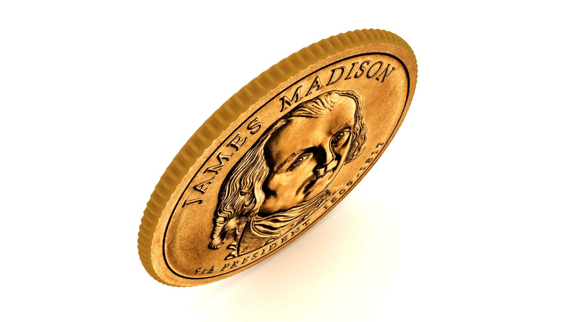 4th PRESIDENT James Madison Presidential 1 Coin 3D Model - TurboSquid ...