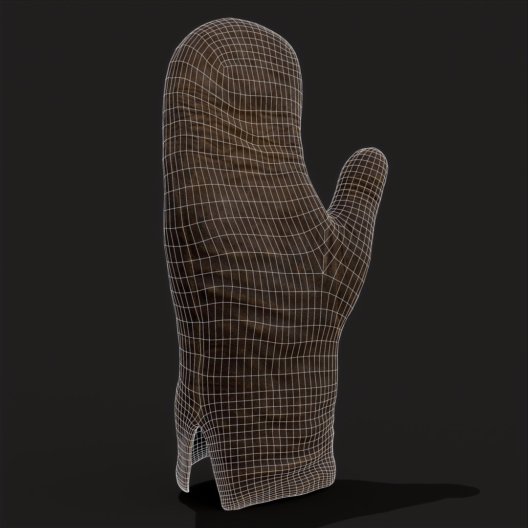 3D Old Worn Leather Mitten - TurboSquid 1926640