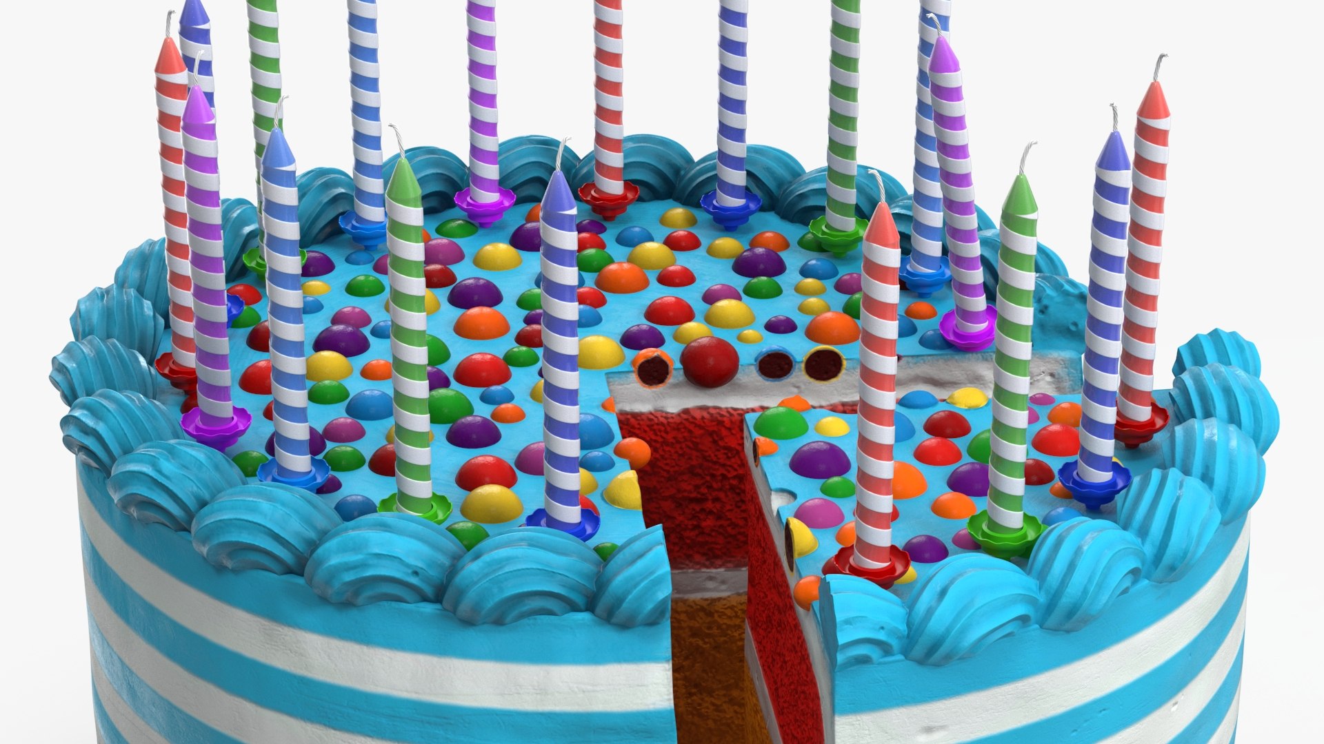 Birthday Cake With Candles And Slice Cut 3D Model - TurboSquid 2193390