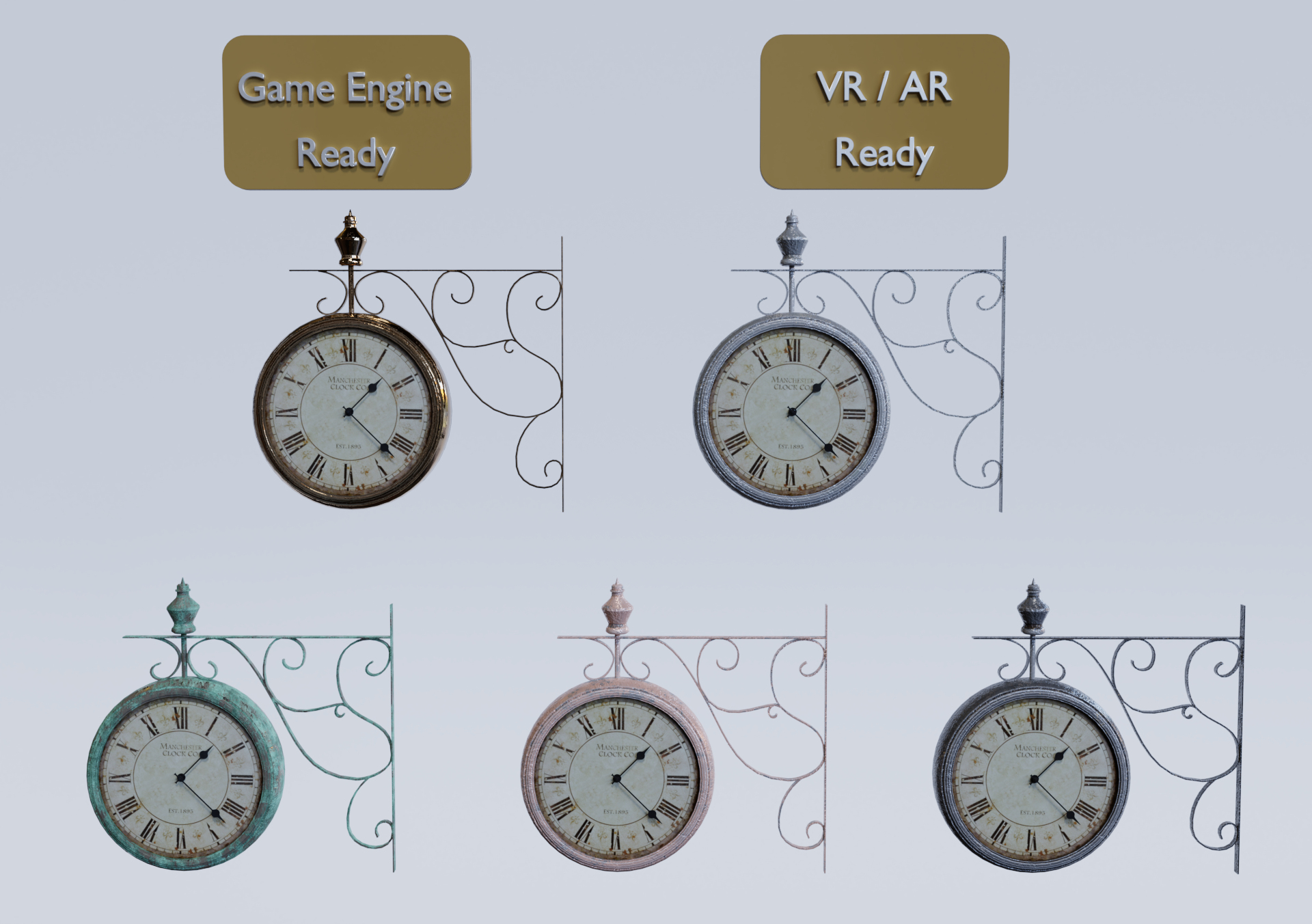 3D vintage clock hanging - TurboSquid 1249939