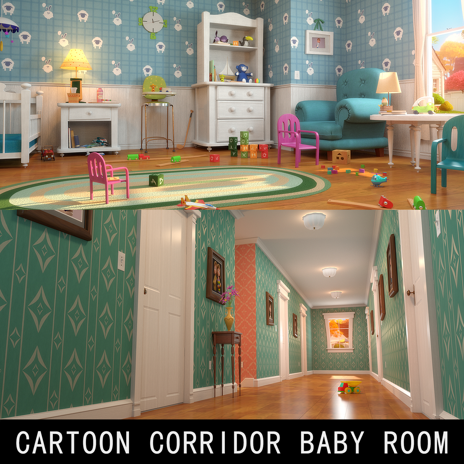Cartoon Corridor Baby Room model - TurboSquid 1826389