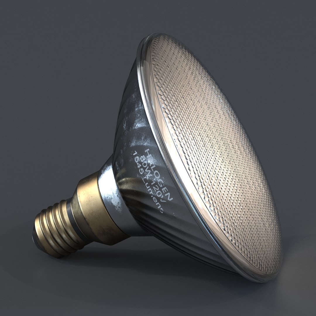 3d Model Of Halogen Flood Light Bulb