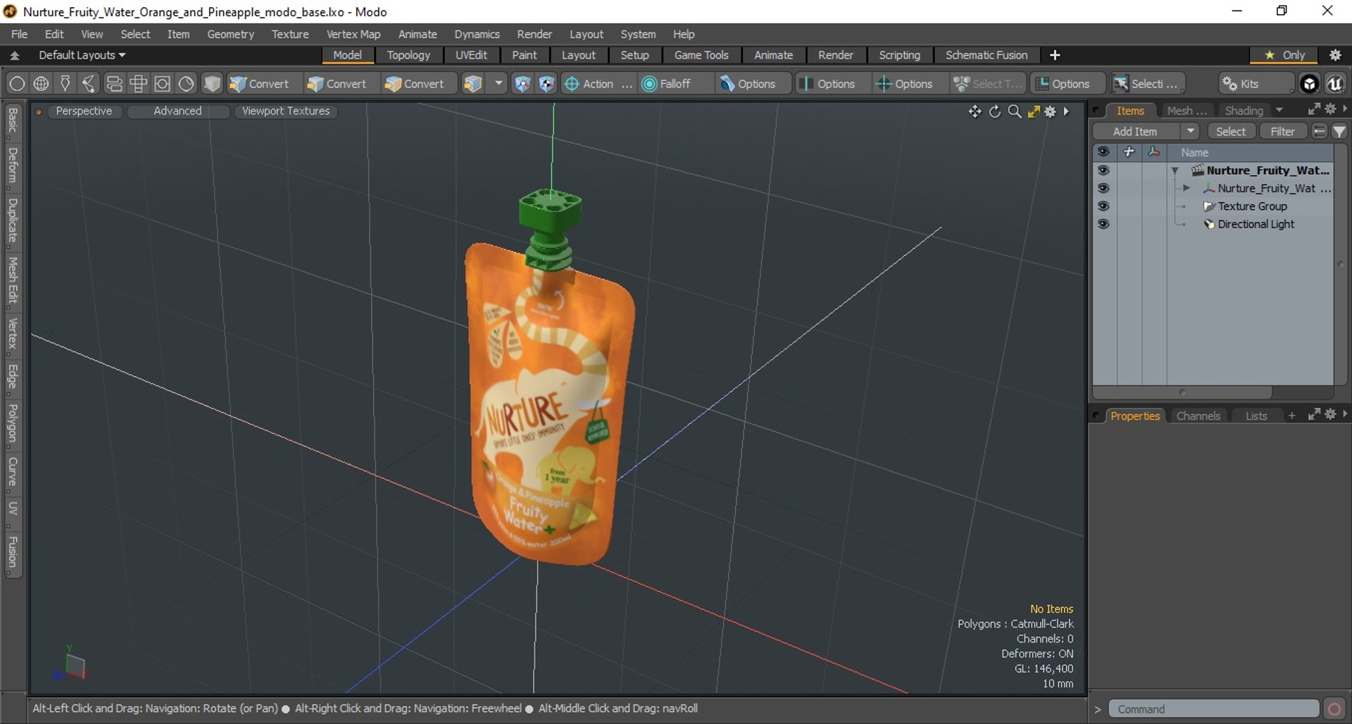 3D Model Nurture Fruity Water Orange And Pineapple - TurboSquid 2276441