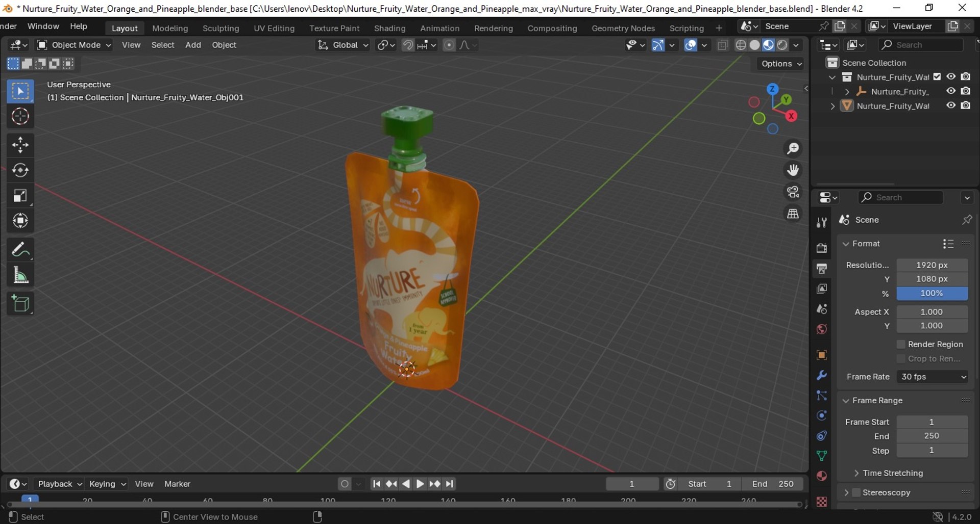 3D Model Nurture Fruity Water Orange And Pineapple - TurboSquid 2276441