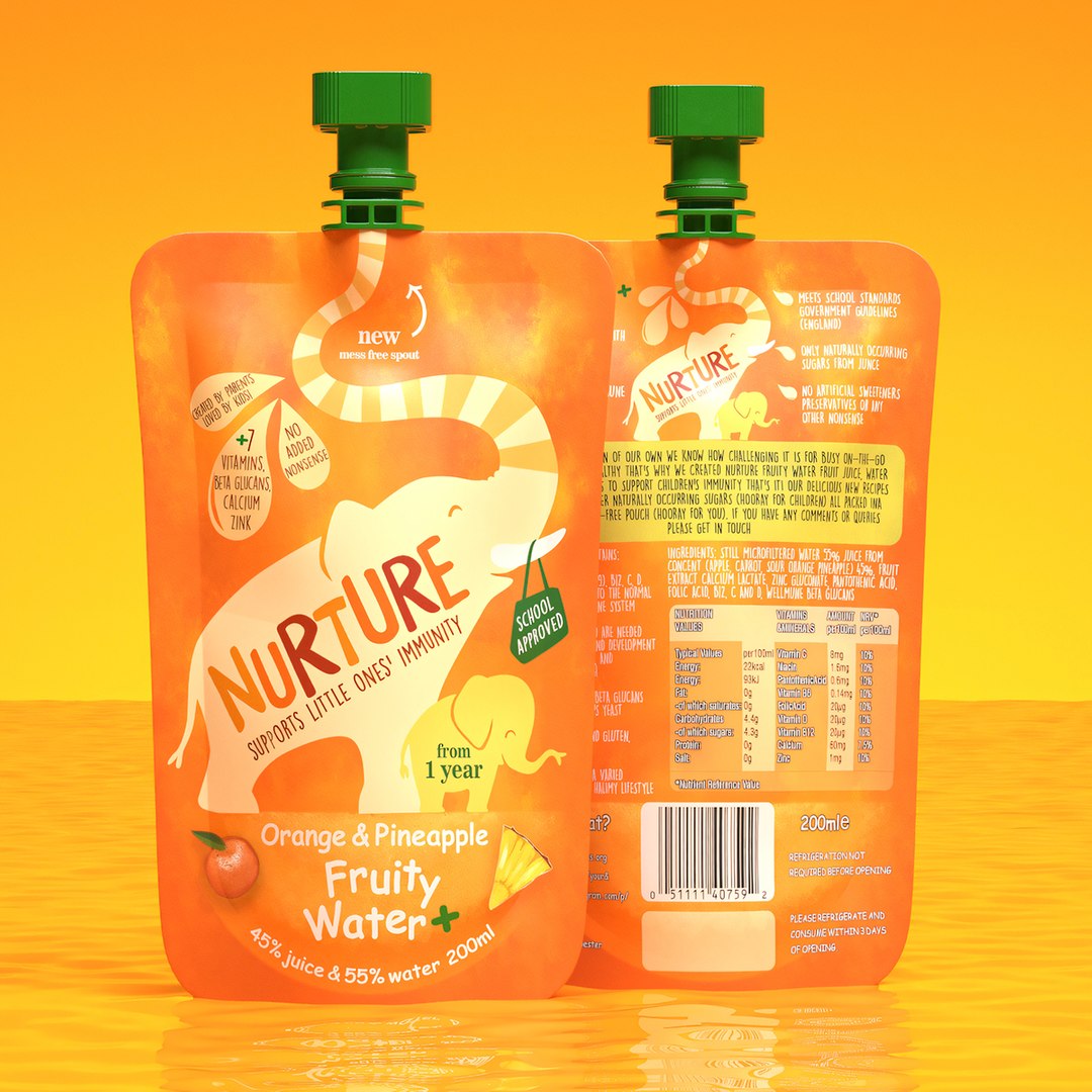 3D Model Nurture Fruity Water Orange And Pineapple - TurboSquid 2276441