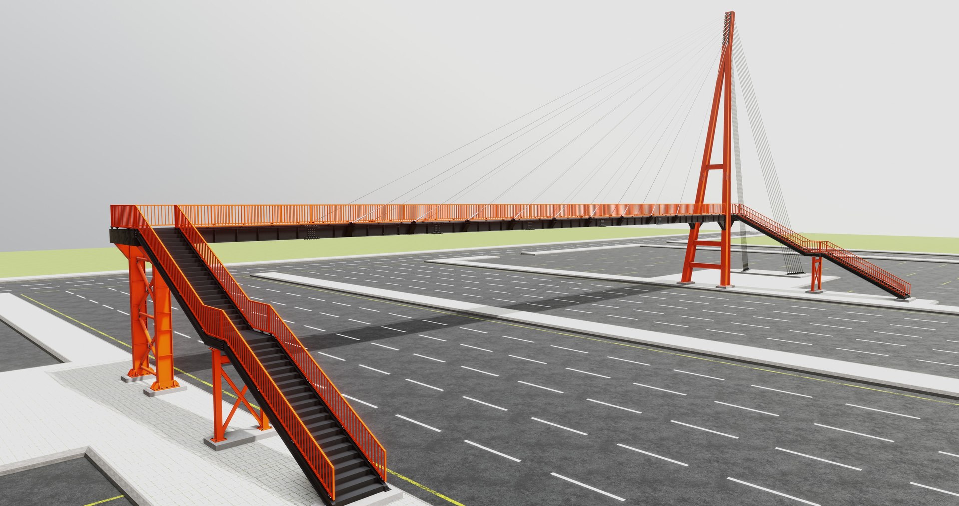 3D Rope Tension Pedestrian Overpass Type-1 Model - TurboSquid 2324190