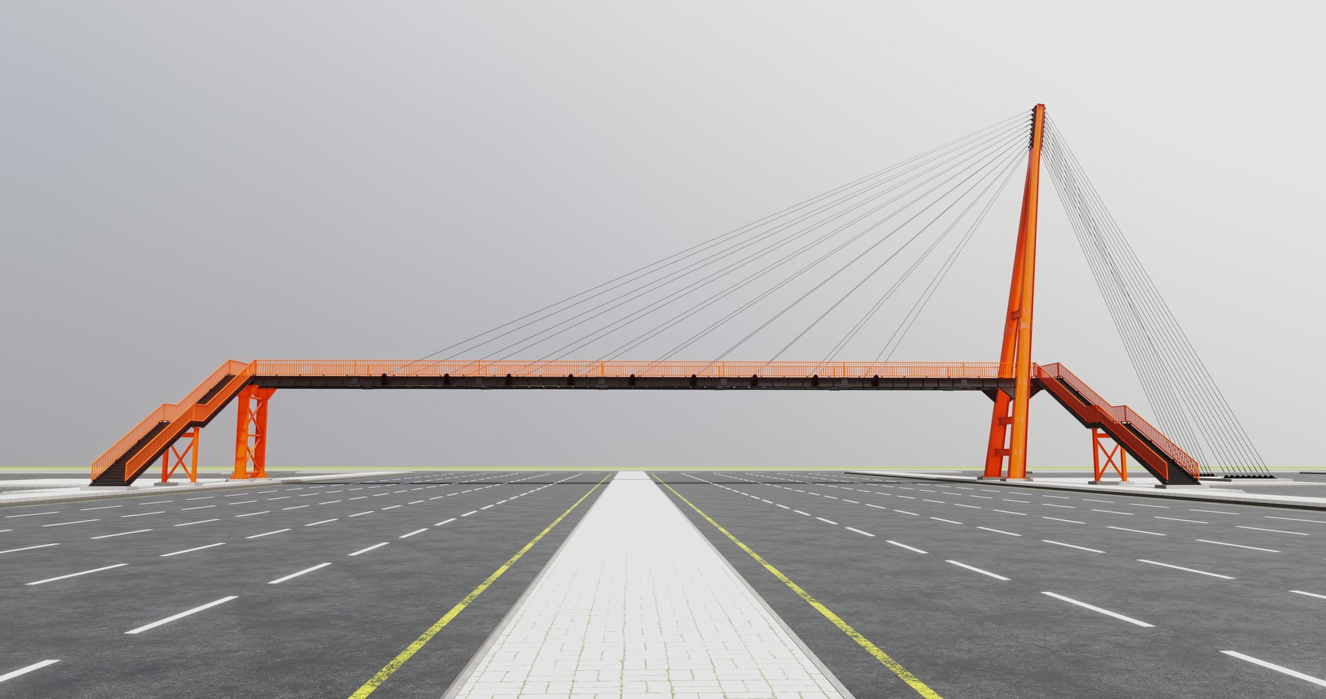 3D Rope Tension Pedestrian Overpass Type-1 Model - TurboSquid 2324190