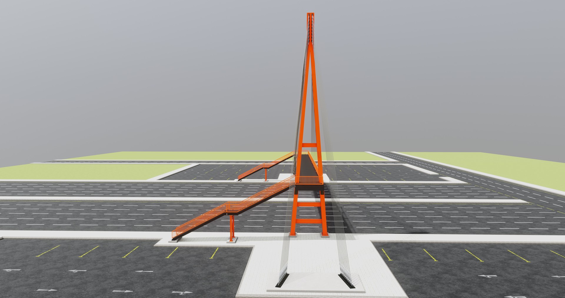 3D Rope Tension Pedestrian Overpass Type-1 Model - TurboSquid 2324190
