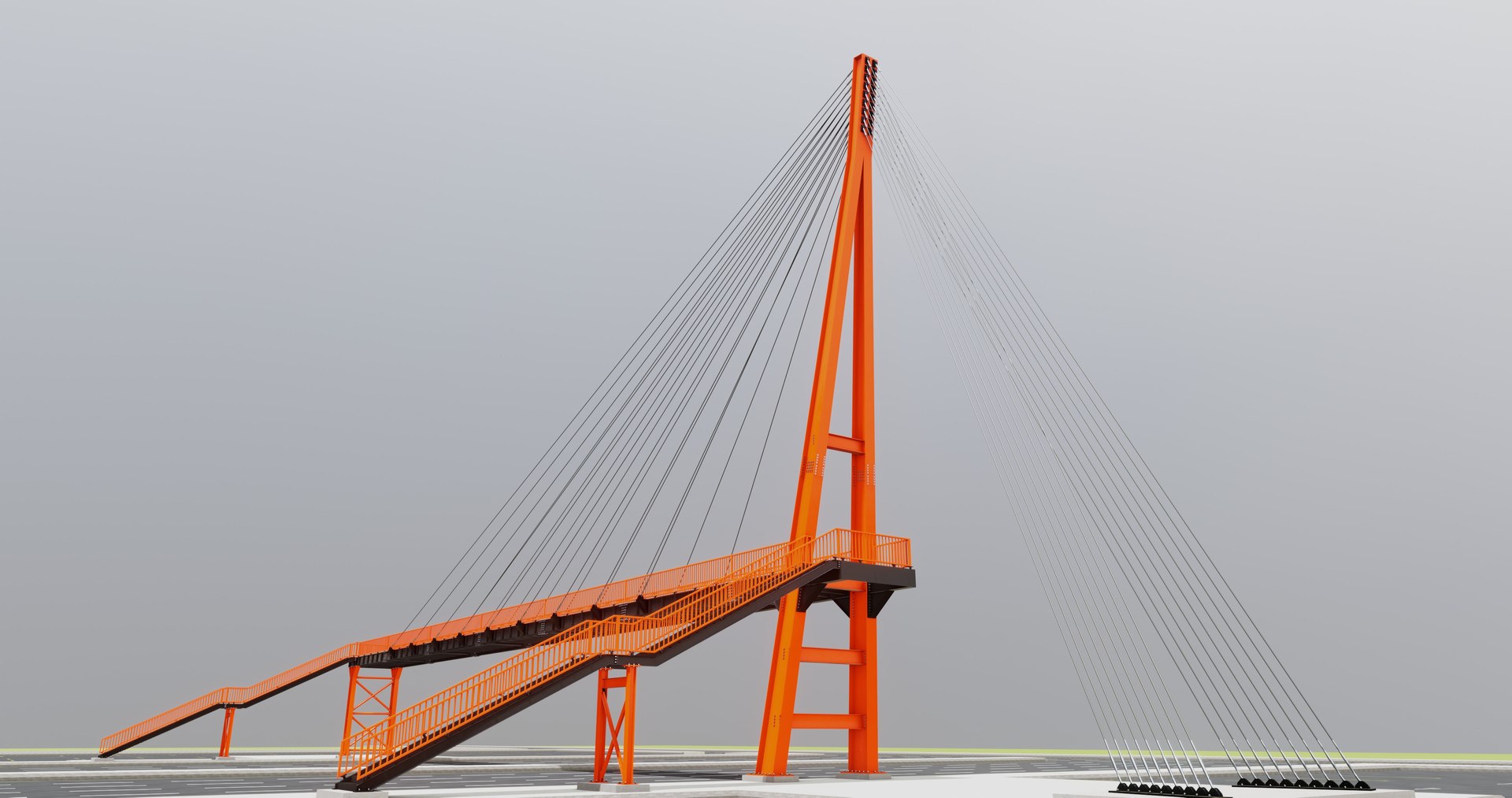 3D Rope Tension Pedestrian Overpass Type-1 Model - TurboSquid 2324190