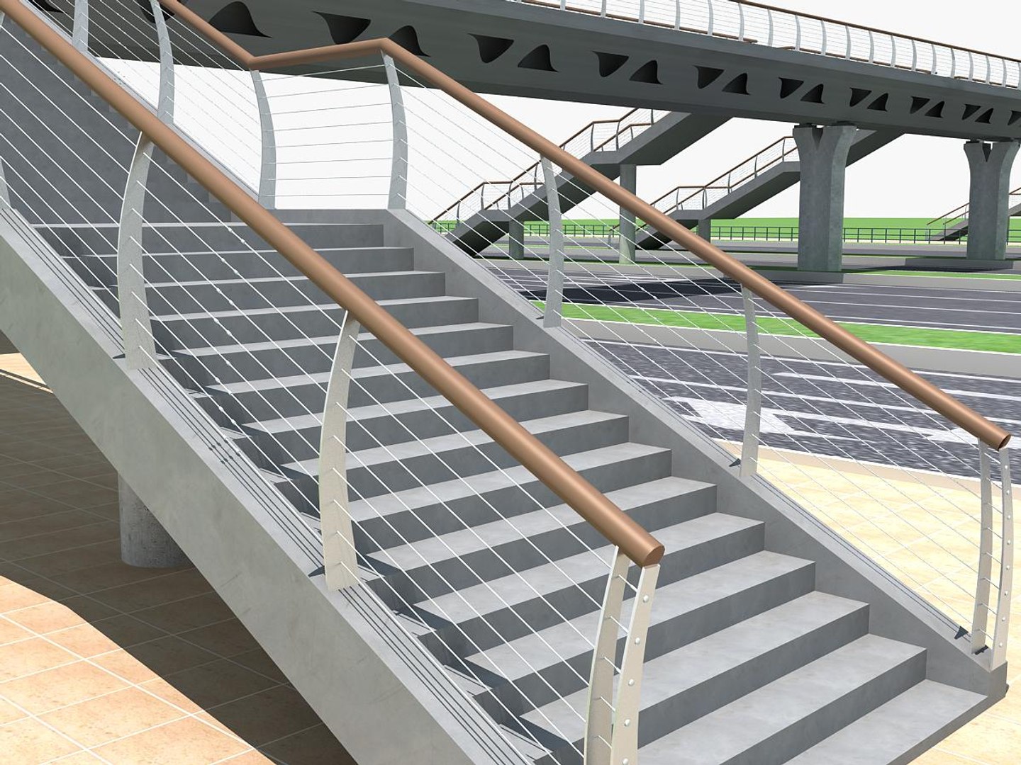 3d Pedestrian Bridge Foot Footbridge Model