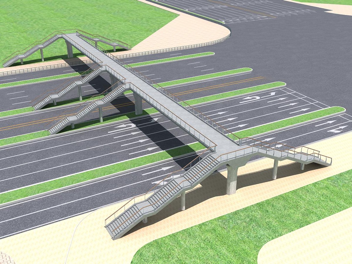 3d Pedestrian Bridge Foot Footbridge Model